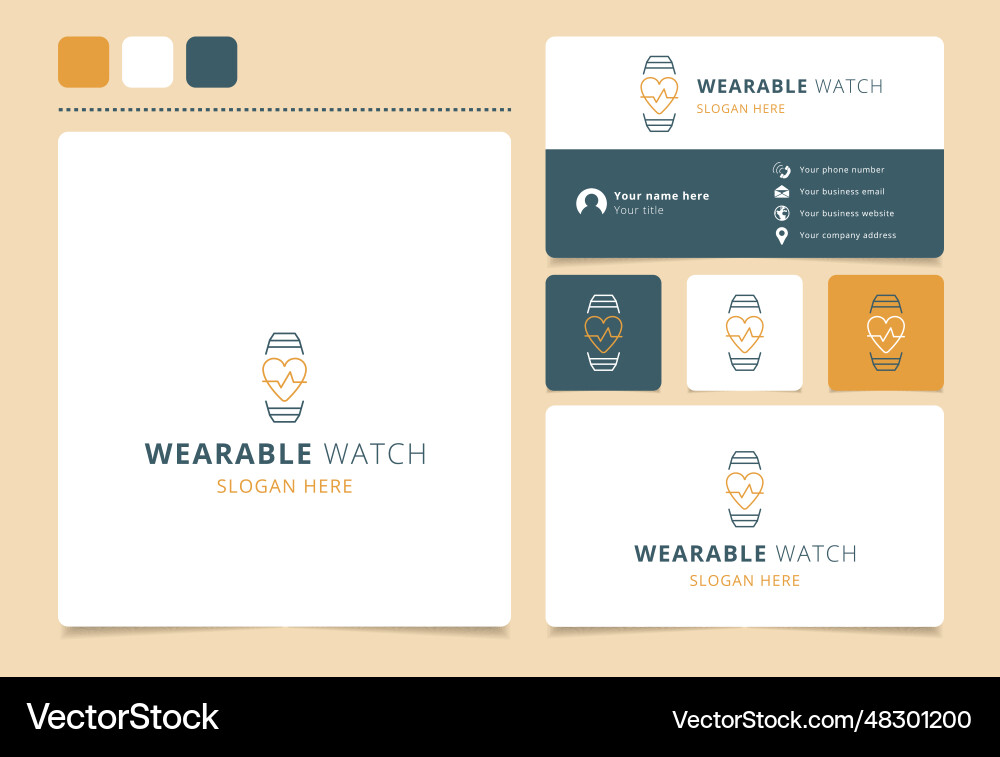 Wearable watch logo design with editable slogan Vector Image