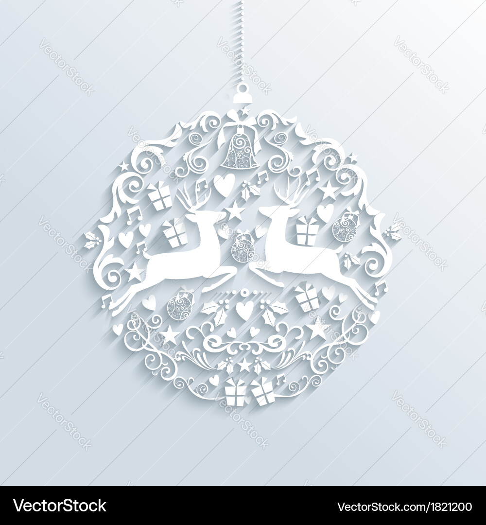 White merry christmas bauble ornament Royalty Free Vector