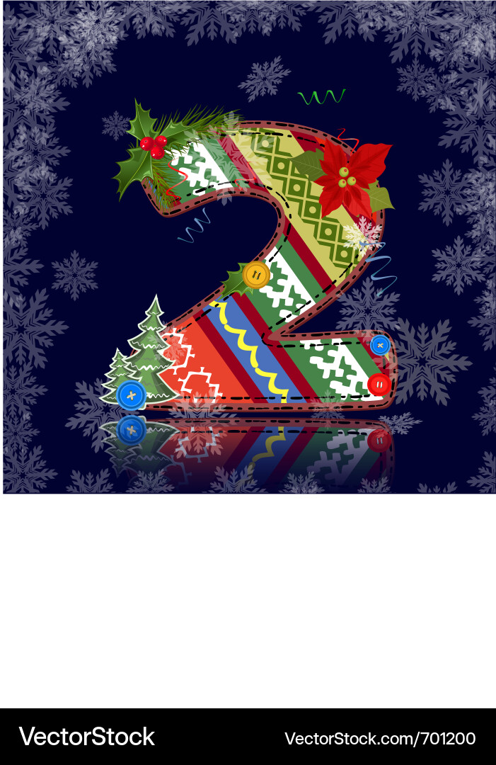 Winter number letter with an ornament Royalty Free Vector