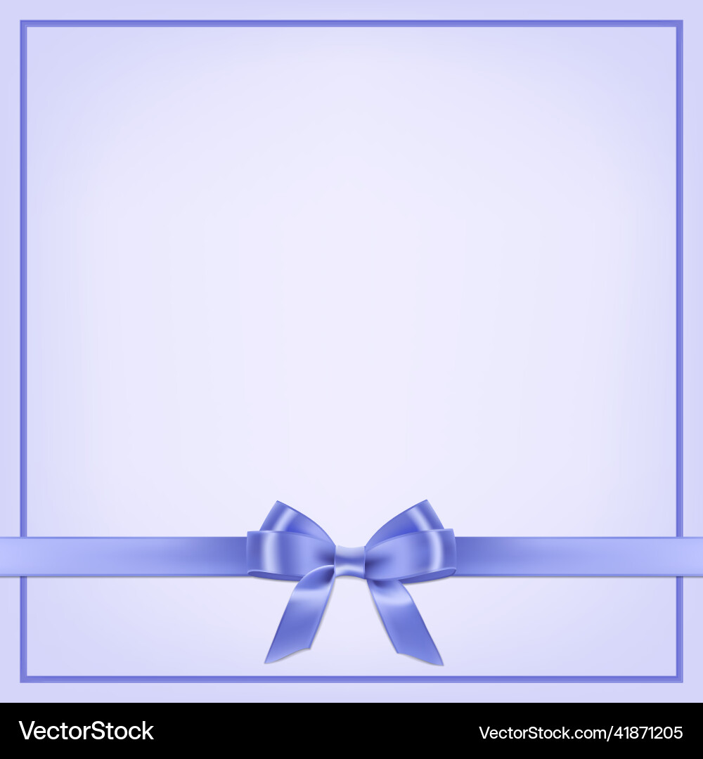 Blue postcard template with ribbon and bow Vector Image