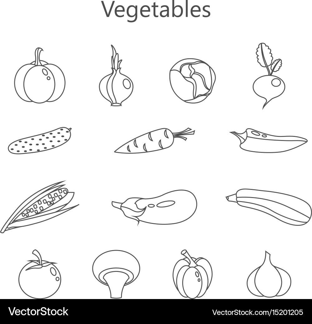 Color set of vegetables Royalty Free Vector Image
