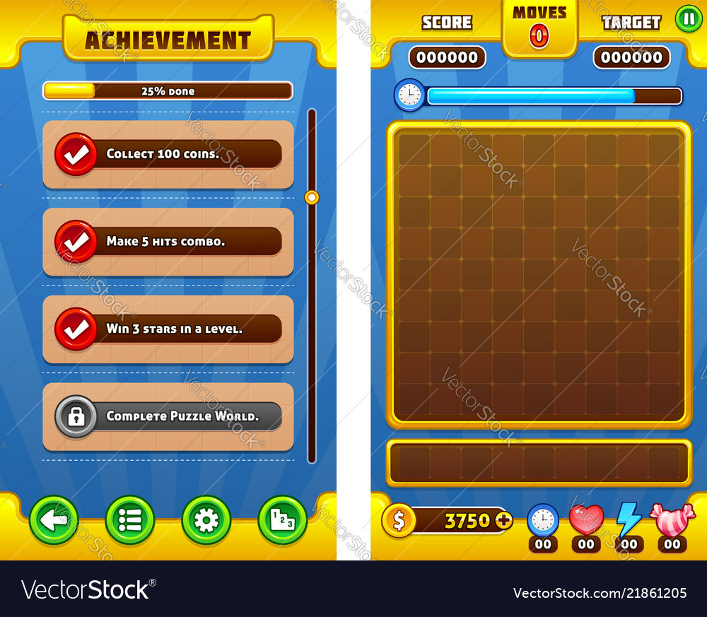 Game user interface templates Royalty Free Vector Image