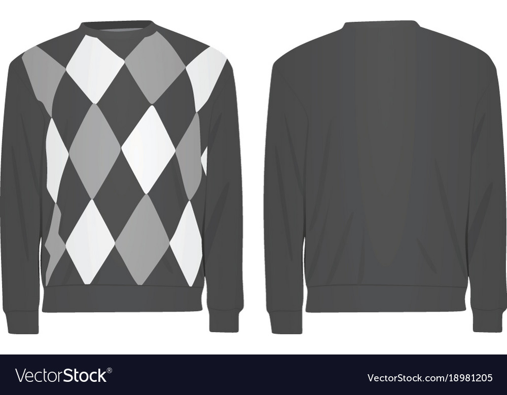 Gray sweater with argyle pattern Royalty Free Vector Image