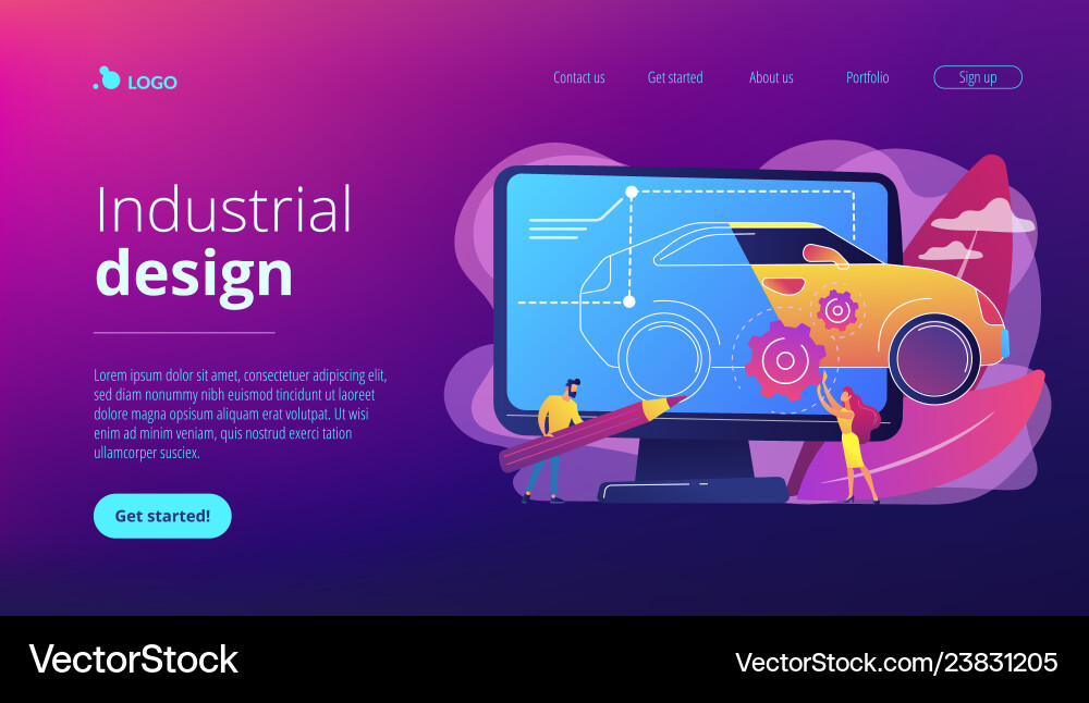 Industrial design concept landing page Royalty Free Vector