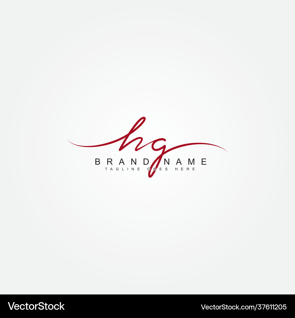 Initial letter hg logo - hand drawn signature Vector Image