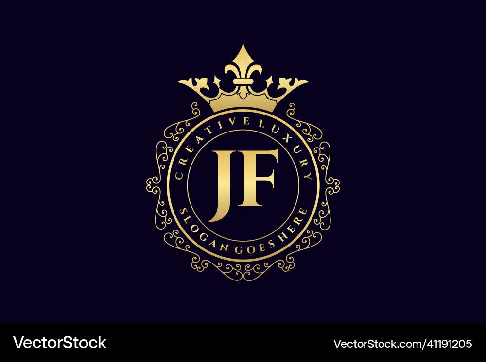 Jf initial letter luxury calligraphic feminine Vector Image
