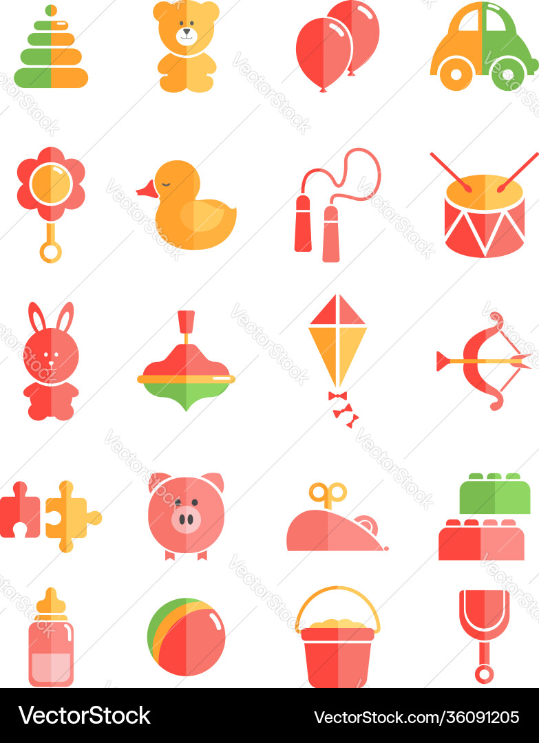 Kids toys on white background Royalty Free Vector Image