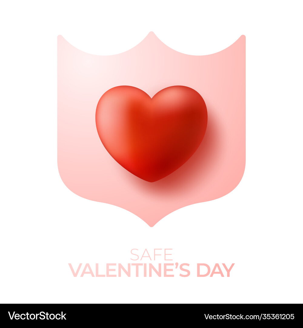 Pink protective shield with 3d heart shape in the Vector Image