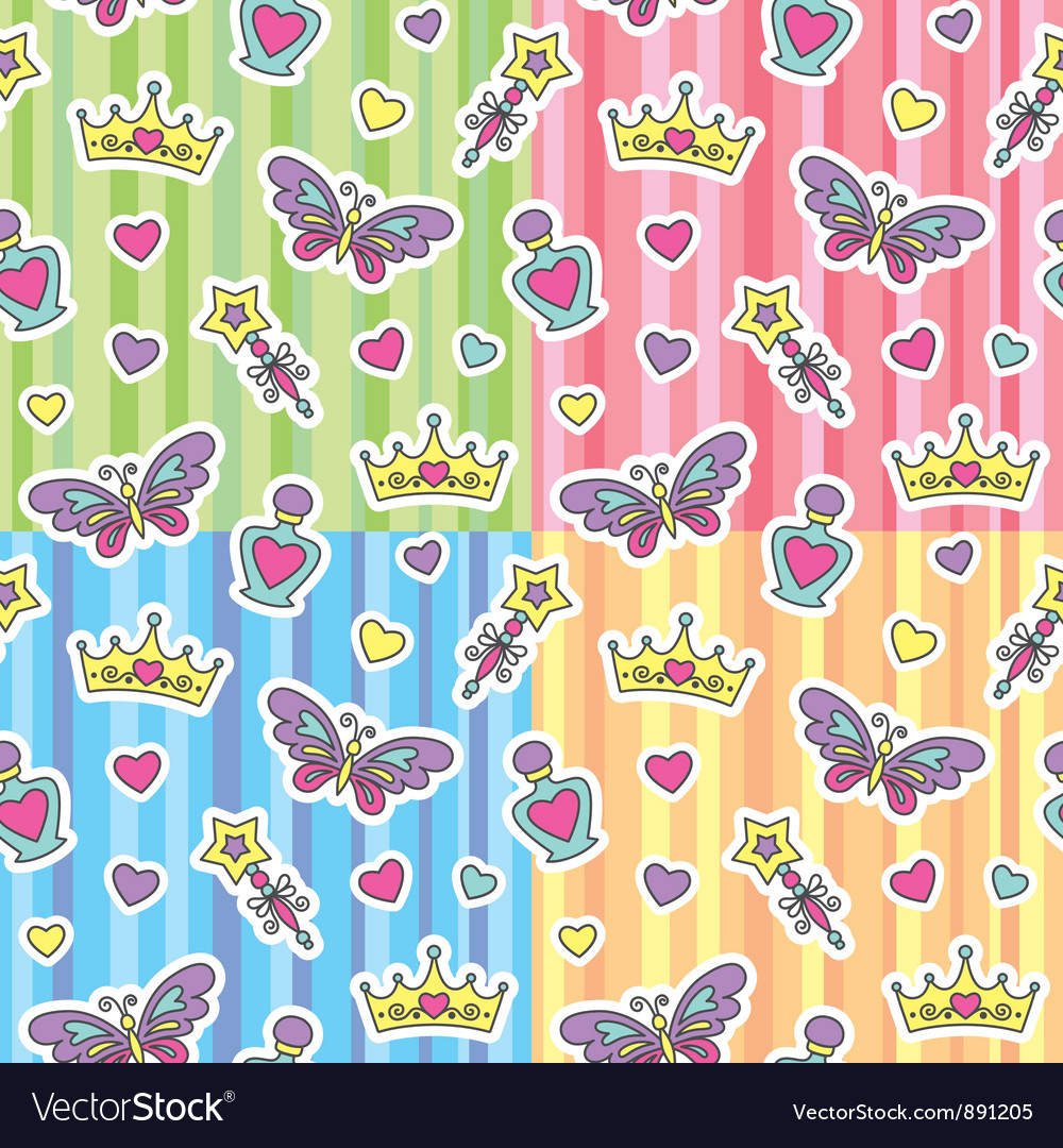 Princess patterns set Royalty Free Vector Image