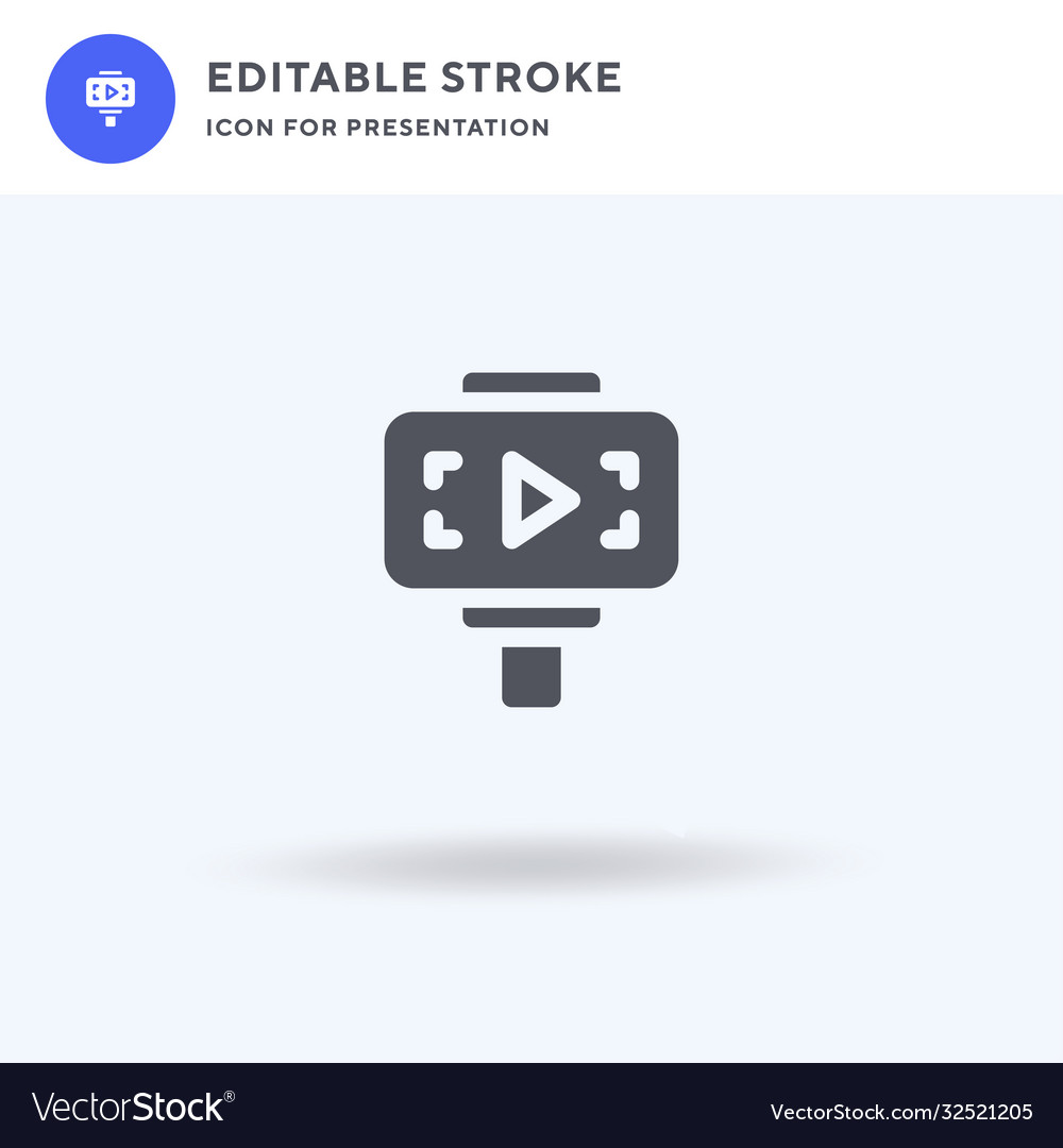 Video recording icon filled flat sign Royalty Free Vector