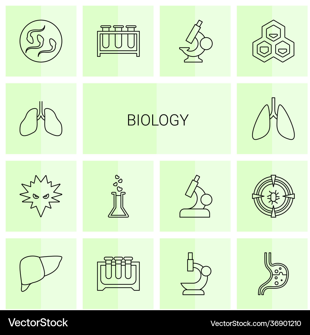14 biology icons Royalty Free Vector Image - VectorStock