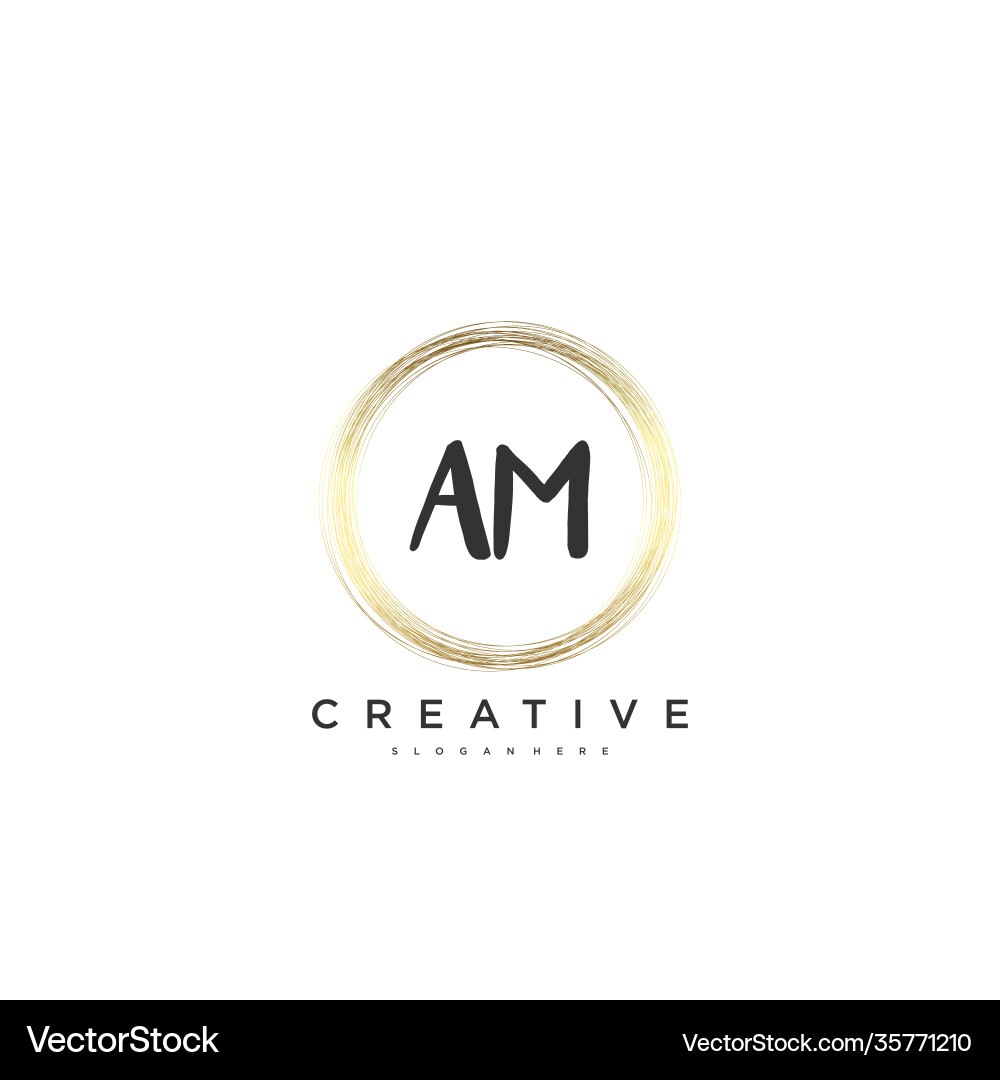 Am beauty initial logo handwriting logo art Vector Image