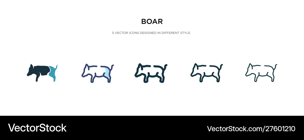 Boar icon in different style two colored Vector Image