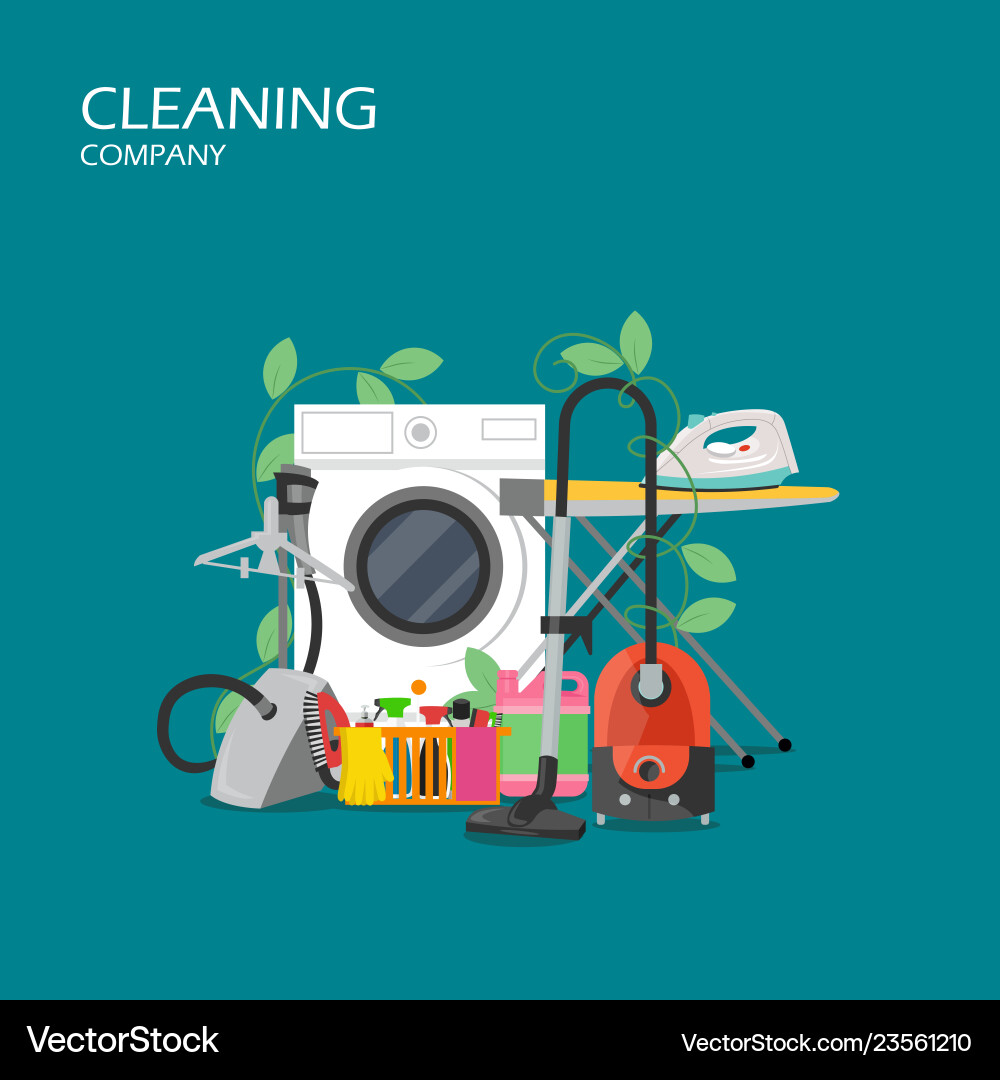 Cleaning company services flat style design Vector Image