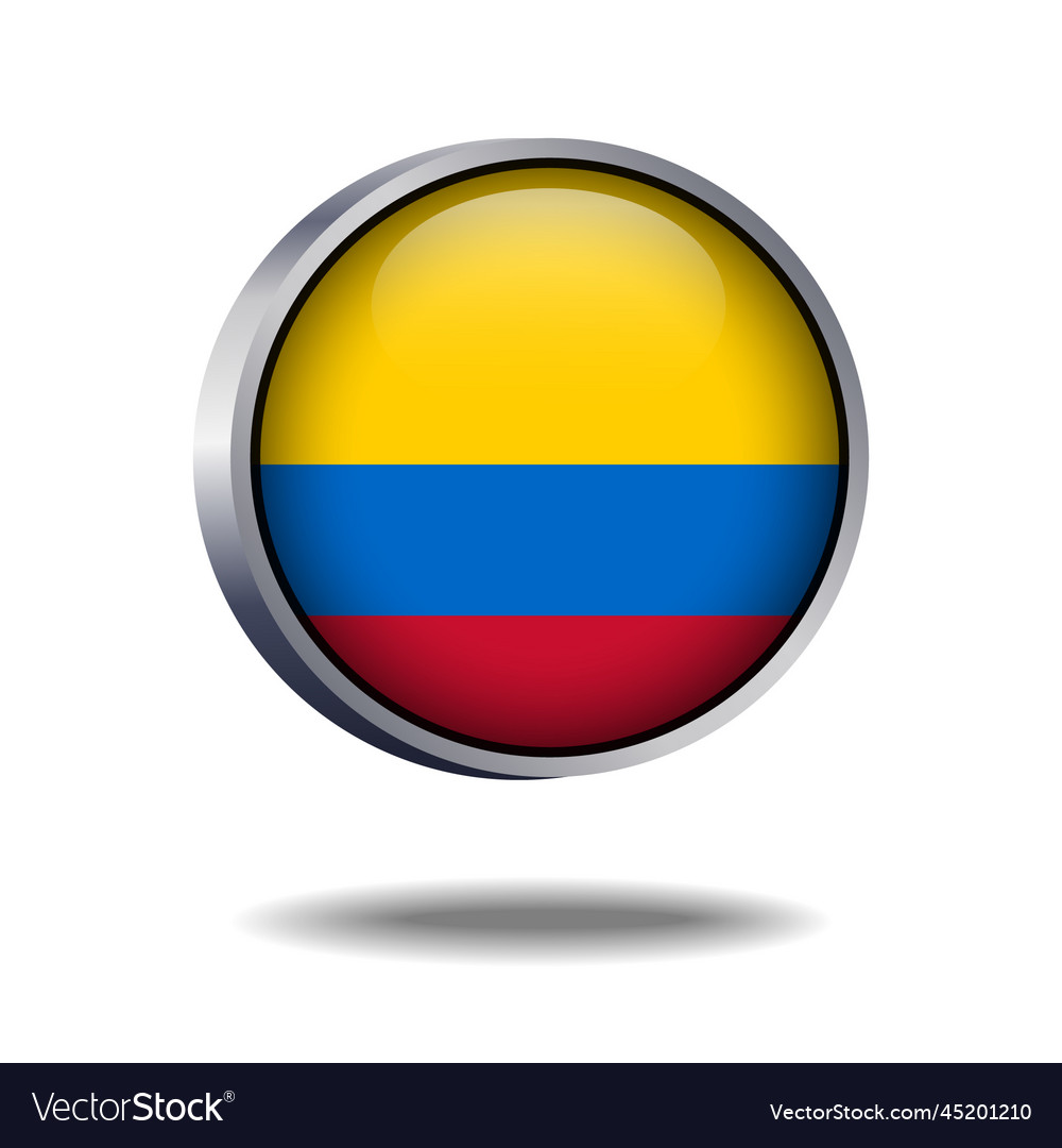 Colombia flag button Royalty Free Vector Image