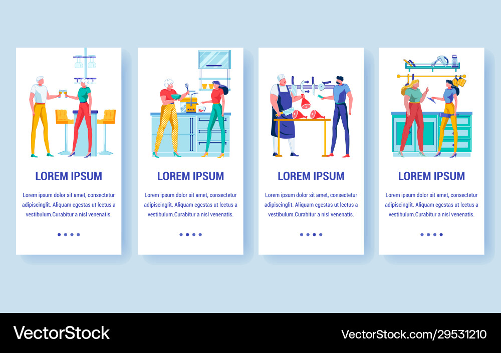 Food cooking onboarding screen flat templates Vector Image