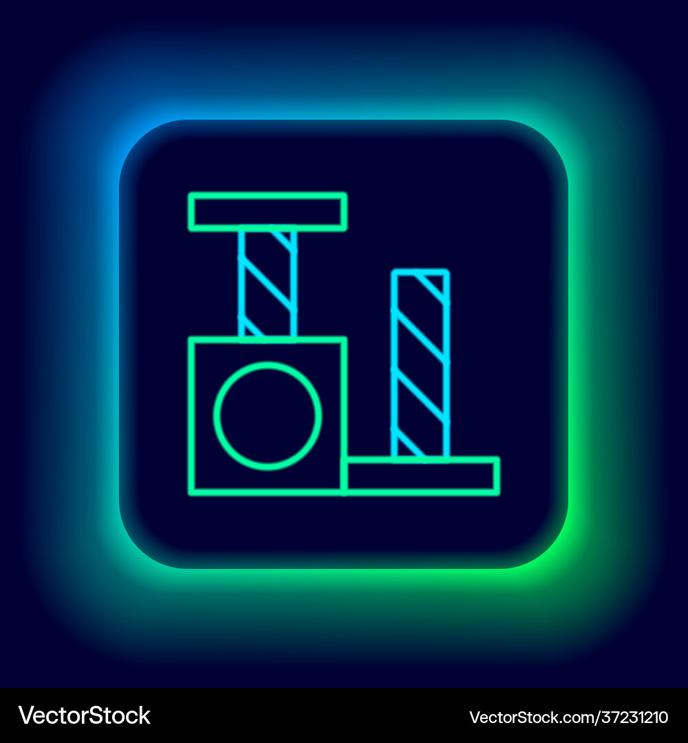 Glowing neon line cat scratching post with toy Vector Image