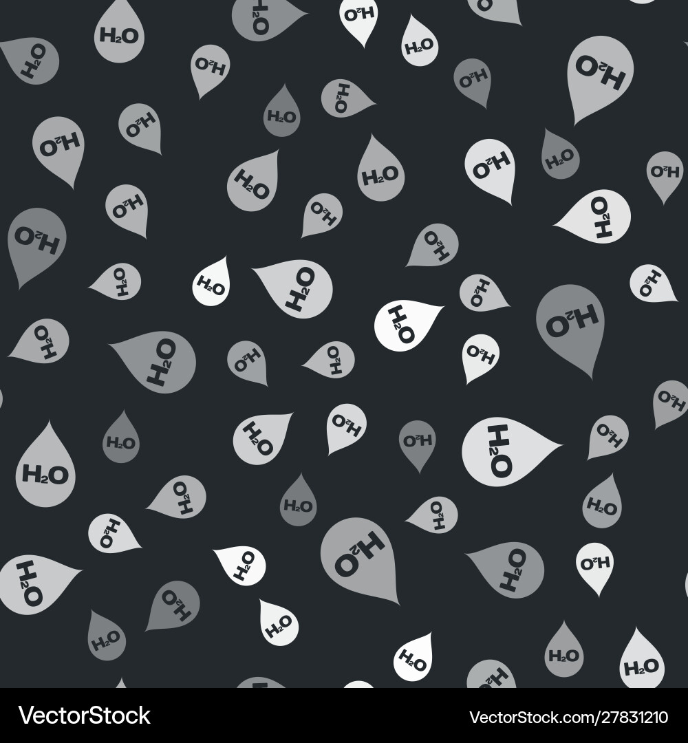 Grey water drop with h2o icon isolated seamless Vector Image
