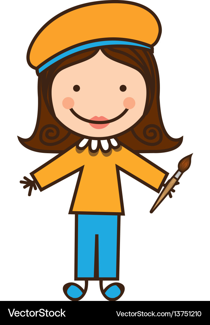 Happy woman painter icon Royalty Free Vector Image