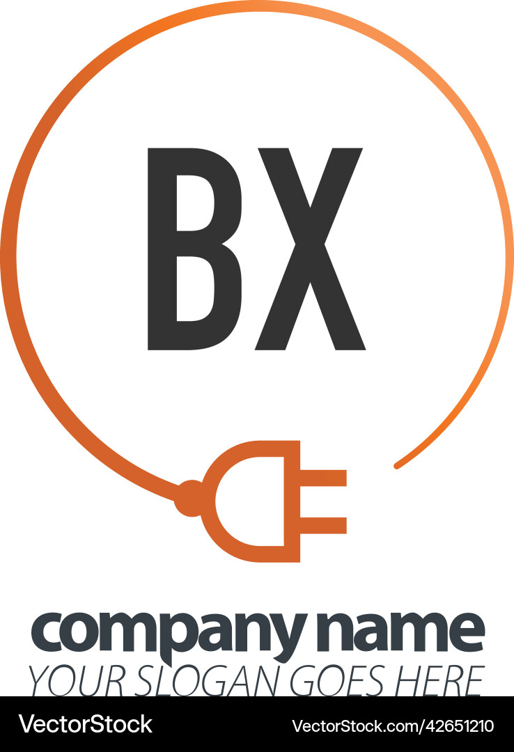 Initial letter bx line art electric plug logo Vector Image