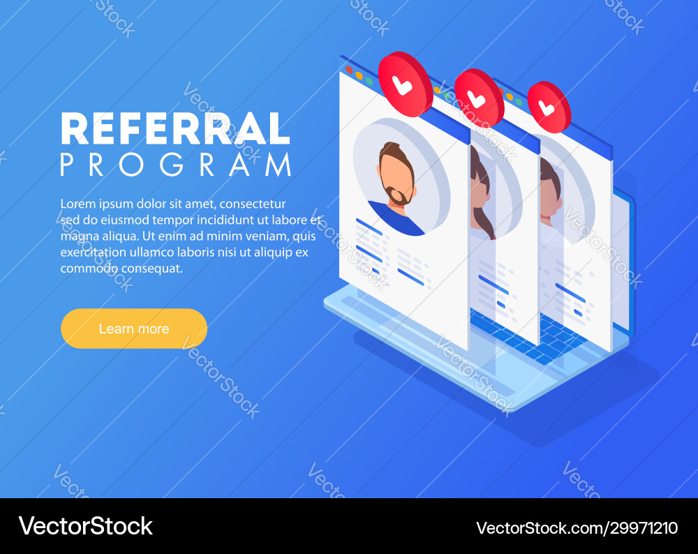 Isometric referral marketing network Royalty Free Vector