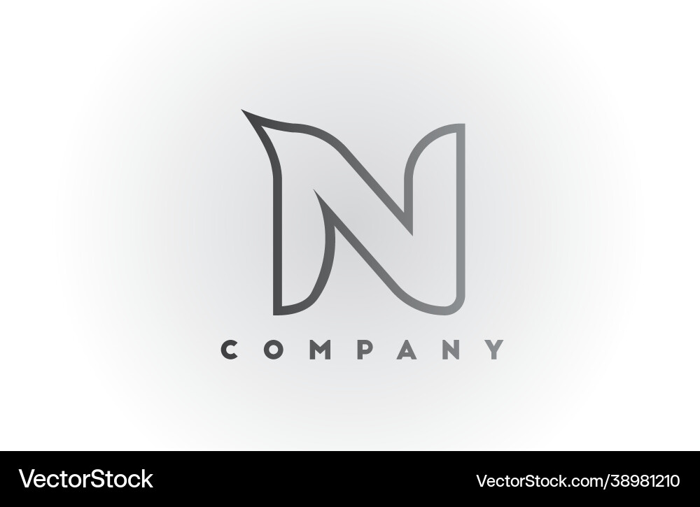 N line grey white gradient alphabet letter logo Vector Image
