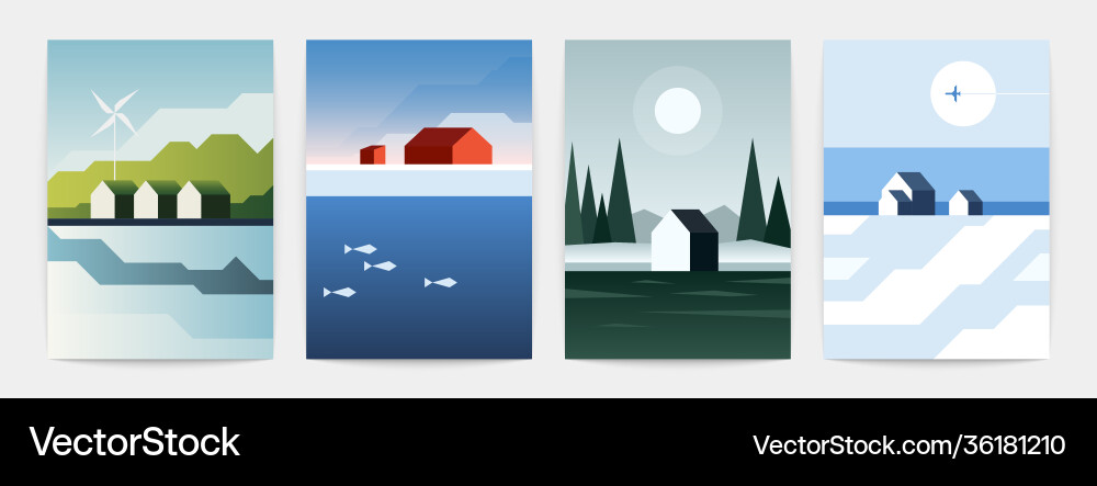 Norway abstract posters contemporary minimalist Vector Image