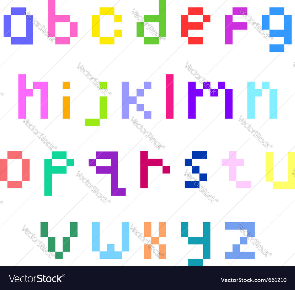 Pixel Lower Case Alphabet Royalty Free Vector Image