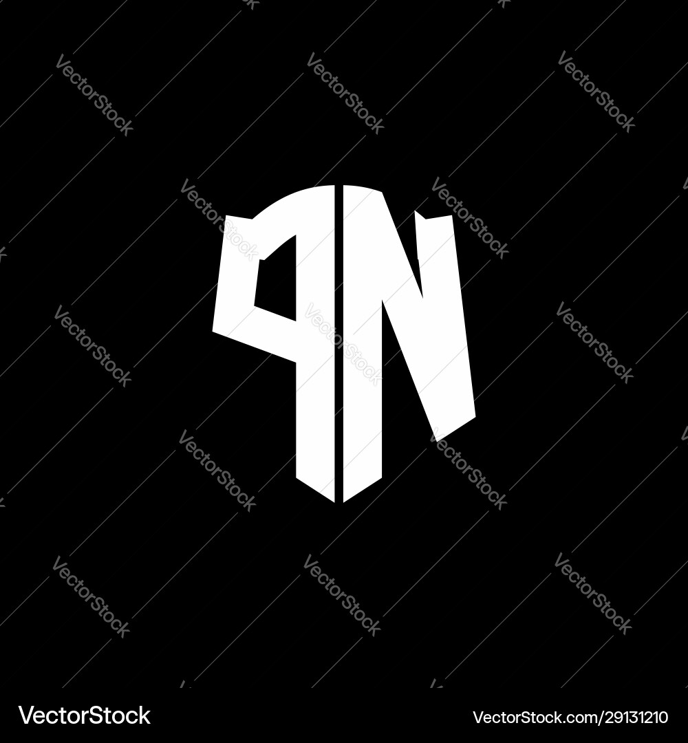 Pn monogram letter logo ribbon with shield style Vector Image