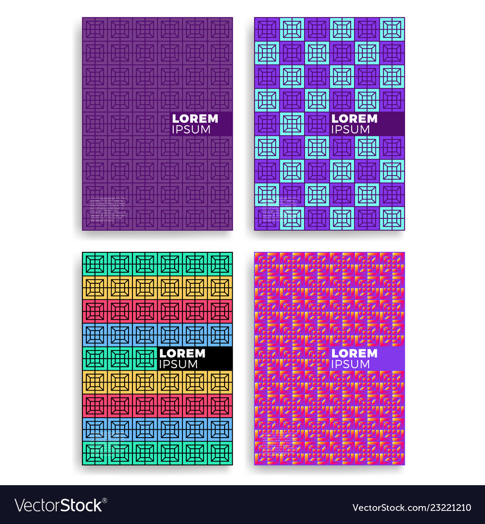 Set of abstract square pattern for cards with Vector Image