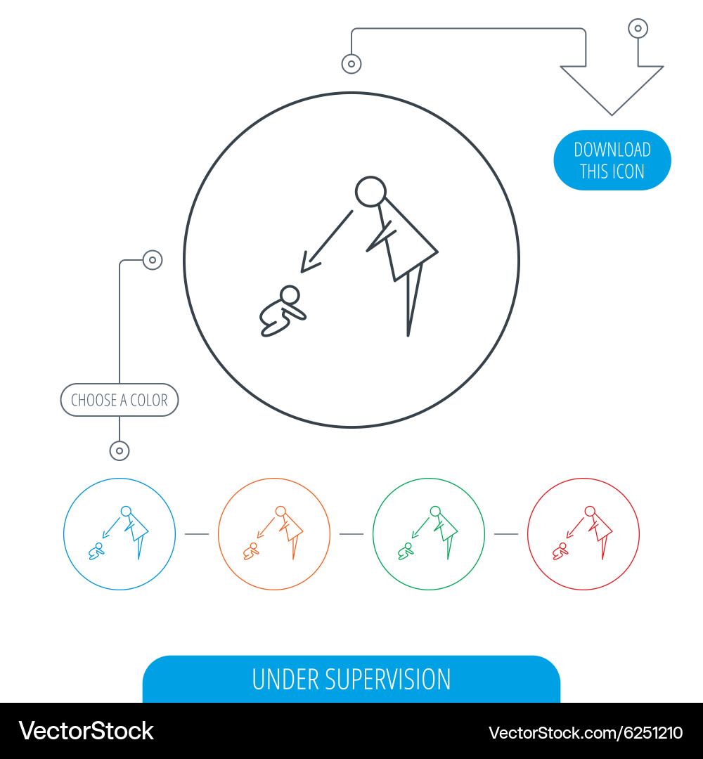 Under nanny supervision icon babysitting sign Vector Image