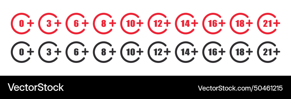 Age restriction signs recommended limit Royalty Free Vector