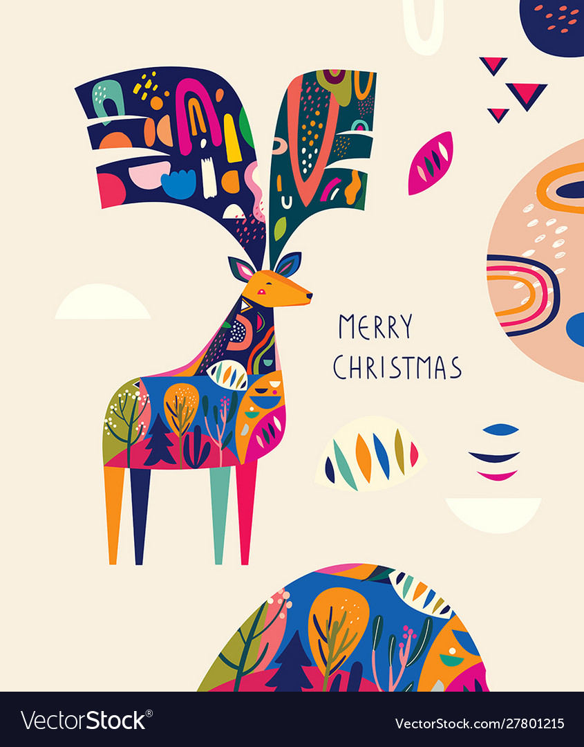 Christmas deer Royalty Free Vector Image - VectorStock