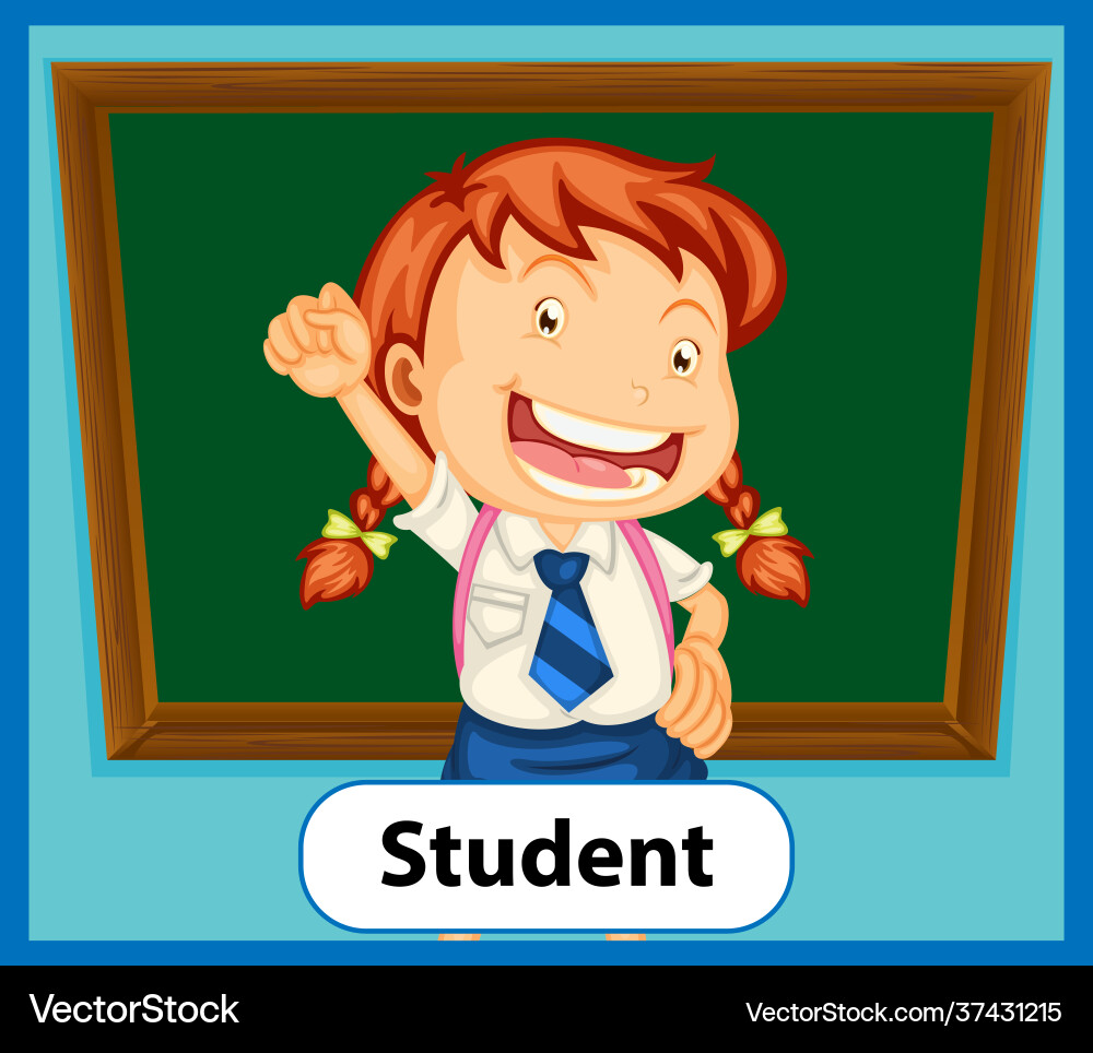 Educational english word card student Royalty Free Vector