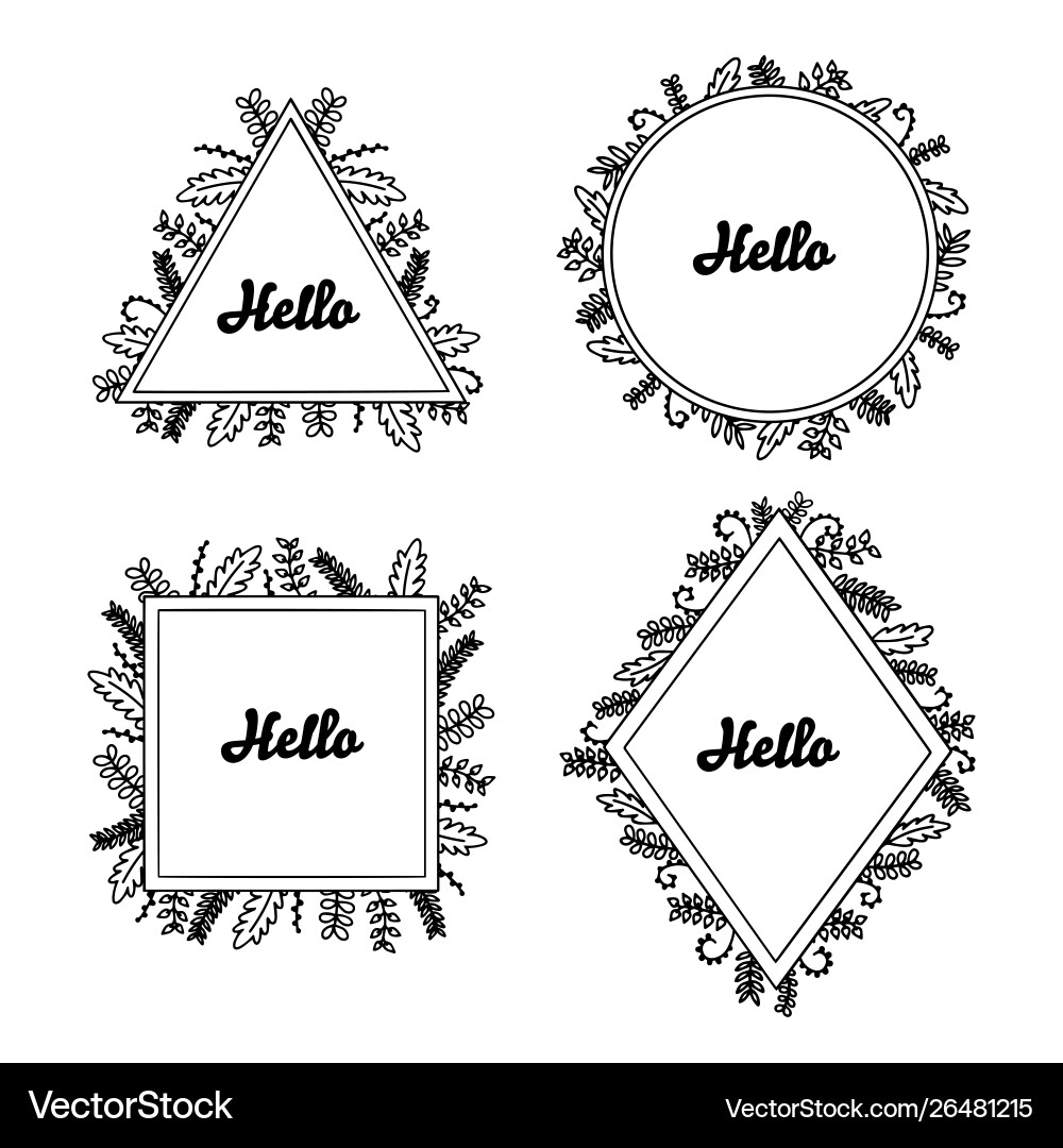 Hand drawn floral frames set for branding Vector Image