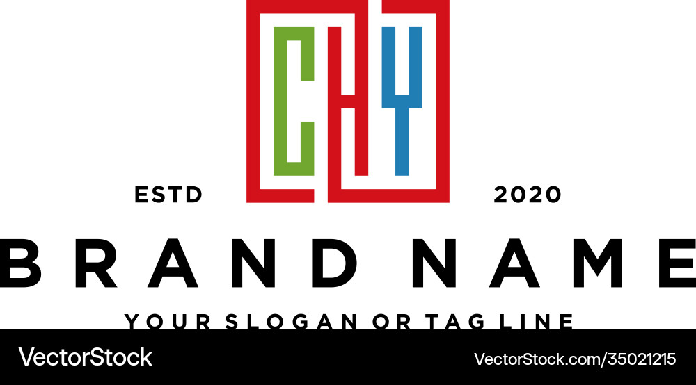 Letter chy square colorful logo design Royalty Free Vector