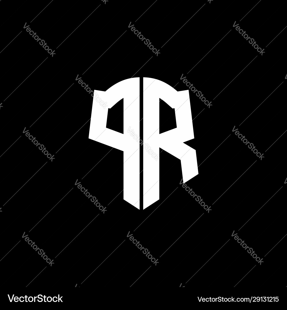 Pr monogram letter logo ribbon with shield style Vector Image
