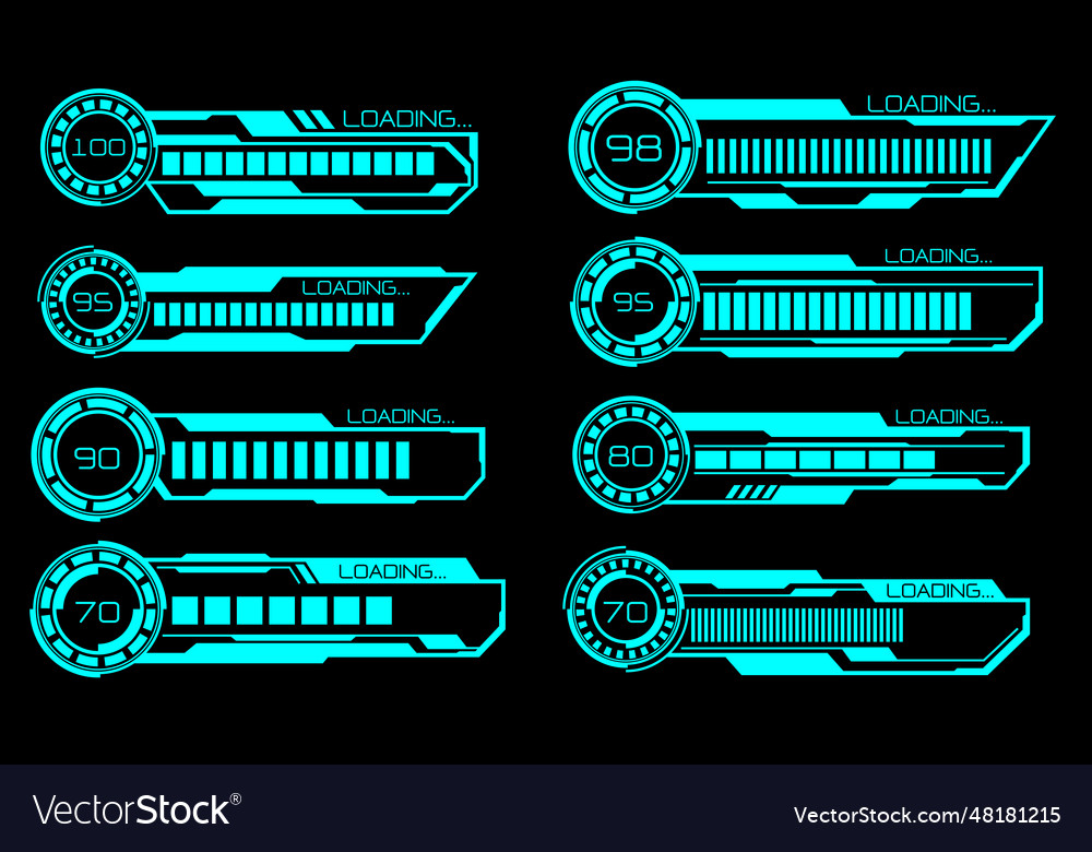 Set of hud modern loading progress bars user Vector Image