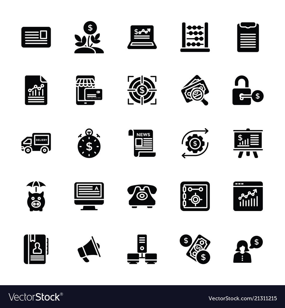 Set of startup and new business glyph icon Vector Image