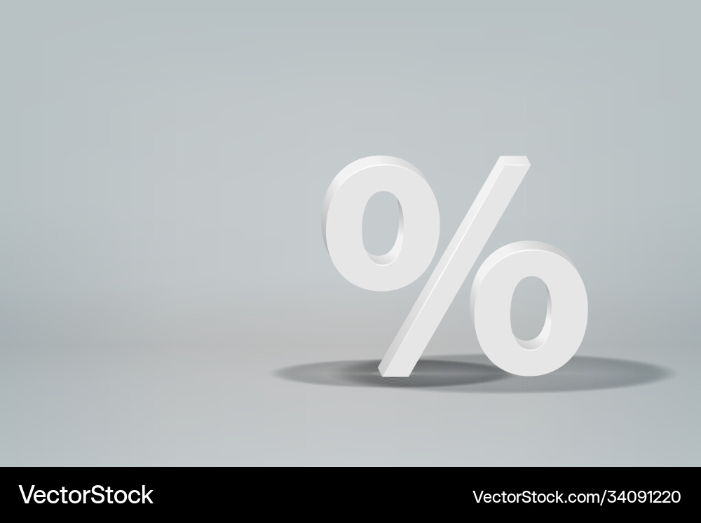 3d percentage mark symbol on scene background Vector Image