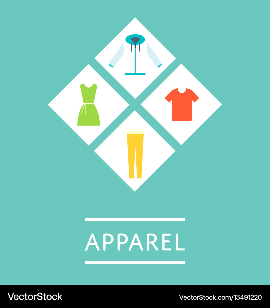 Apparel shop icon set in flat design Royalty Free Vector