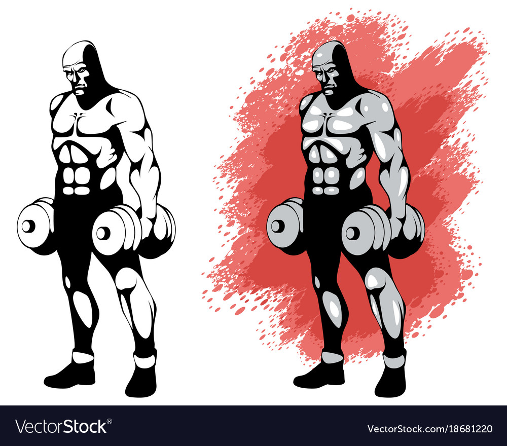 Bodybuilder in two variants Royalty Free Vector Image