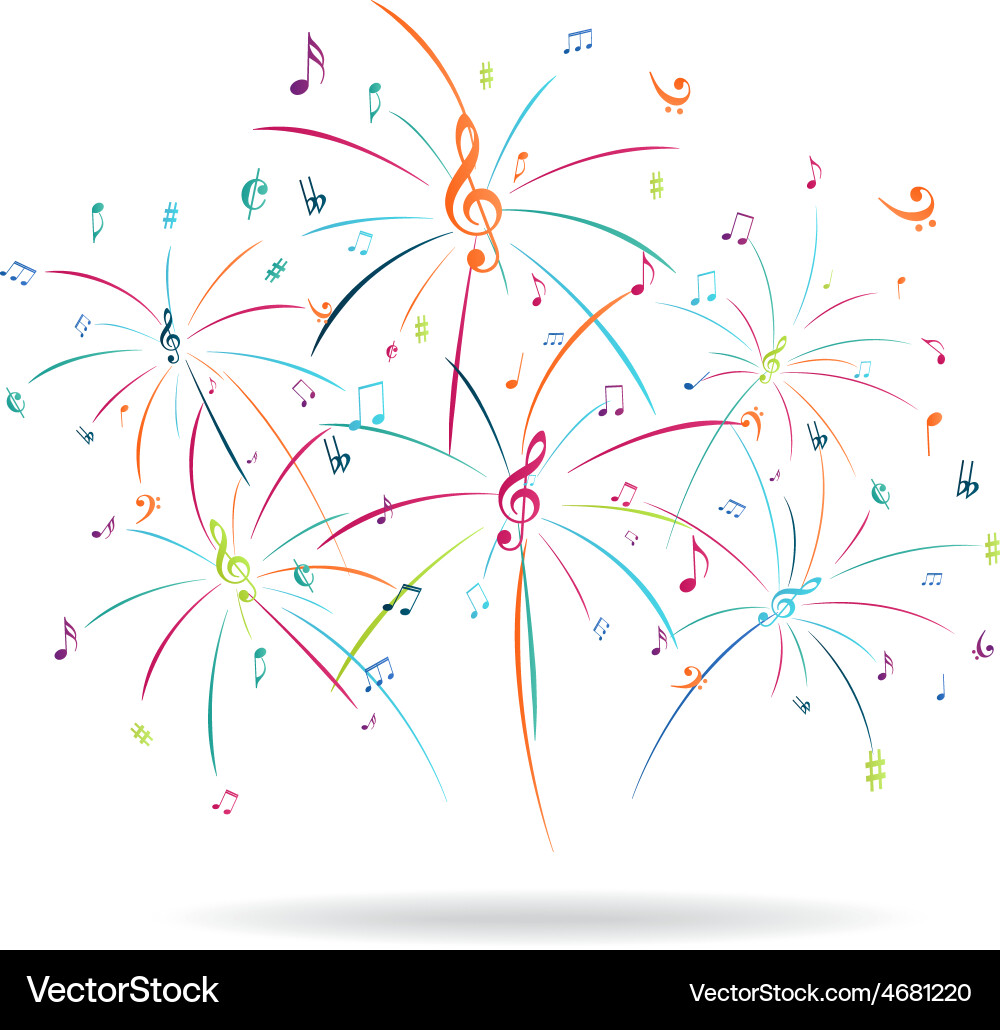 Colorful music notes popping out Royalty Free Vector Image