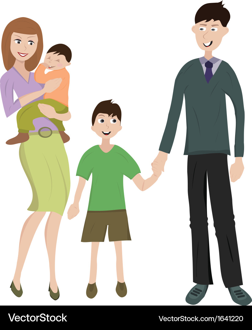 Family with two child Royalty Free Vector Image