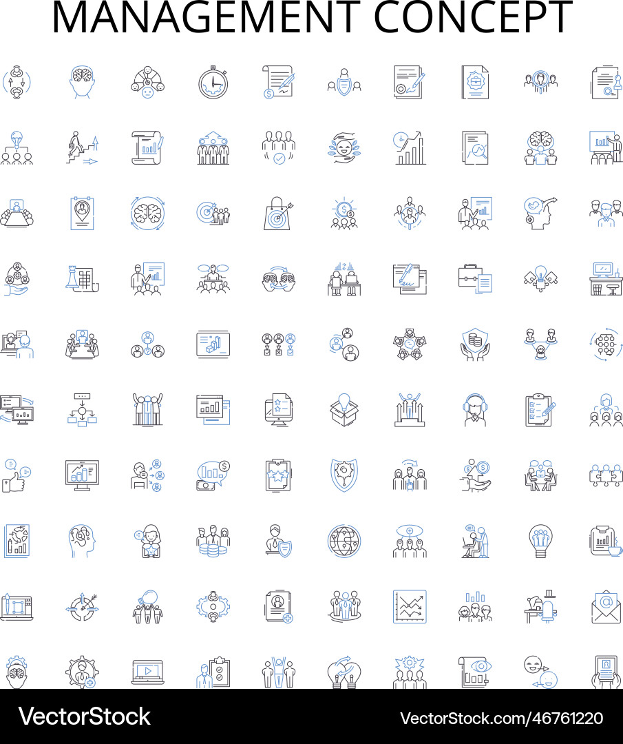 Management concept outline icons collection Vector Image