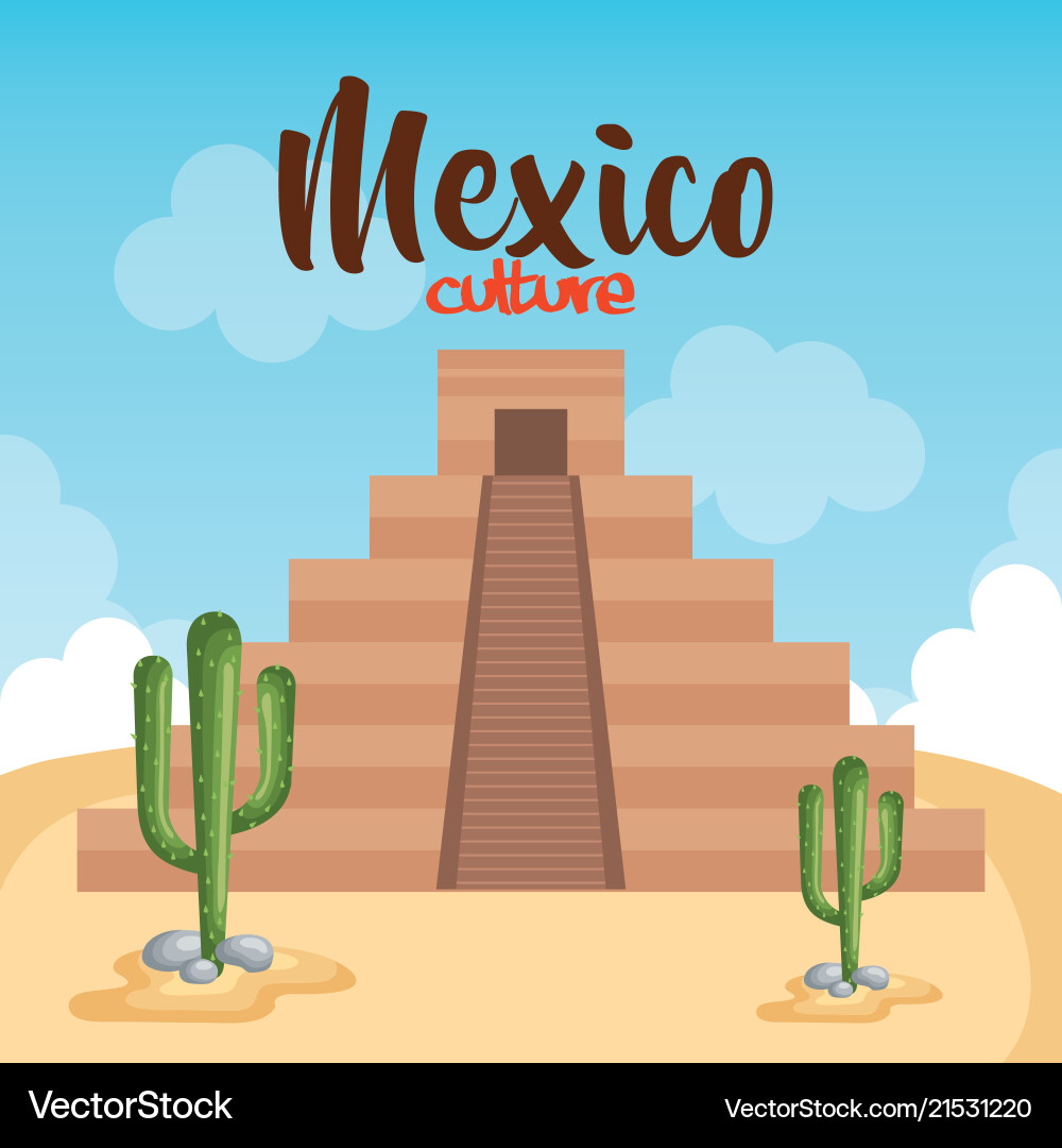 Mexican culture mayan pyramid Royalty Free Vector Image