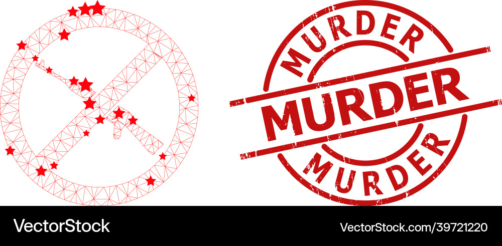 Murder scratched stamp and forbid kalashnikov Vector Image