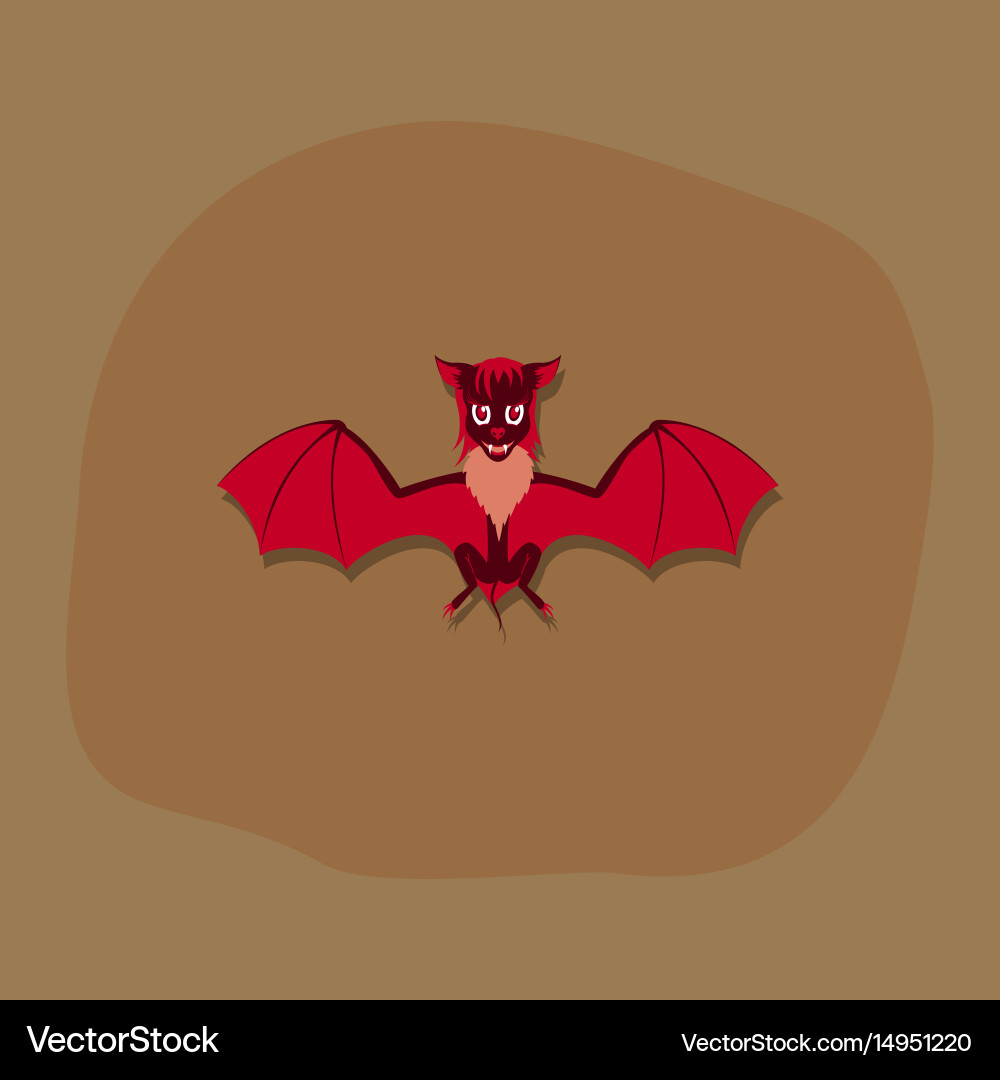 Paper sticker on stylish background cute bat Vector Image