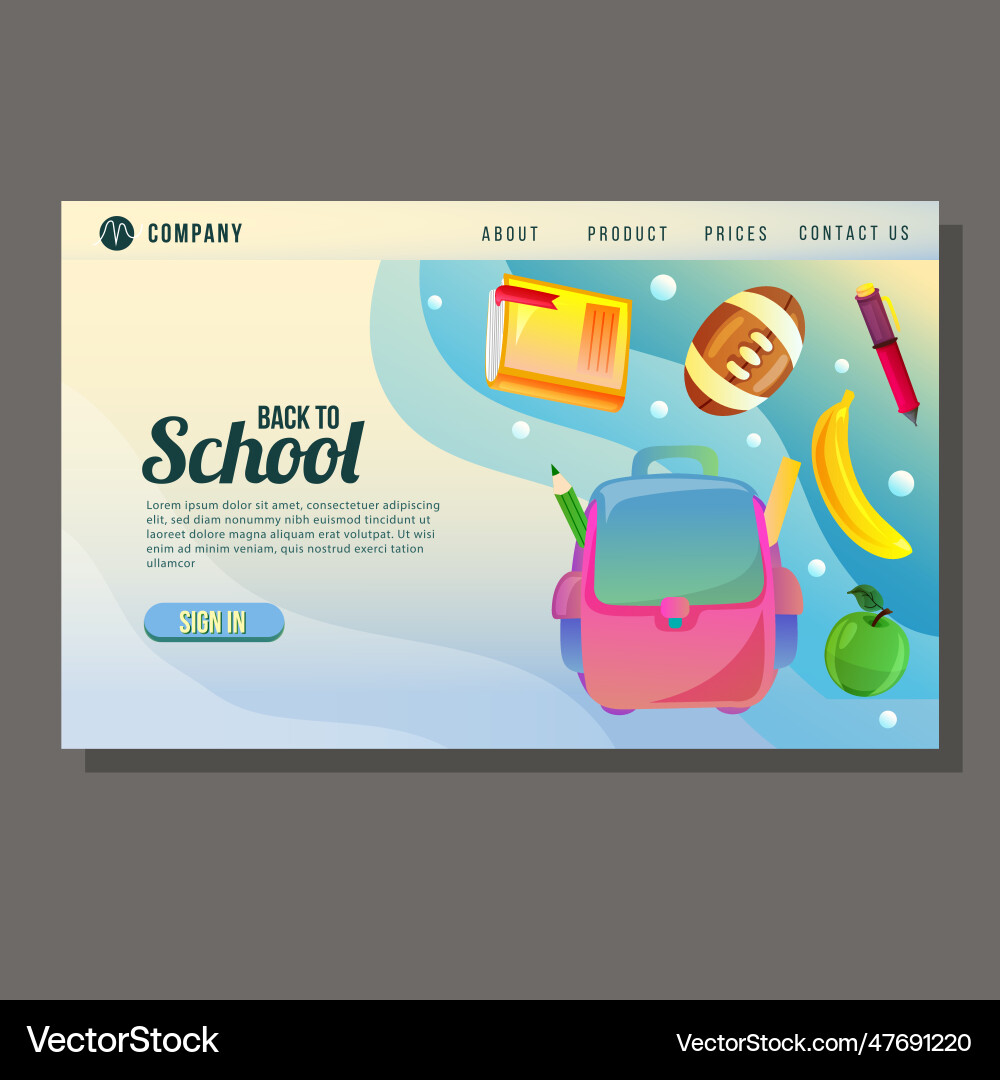 School education landing page Royalty Free Vector Image