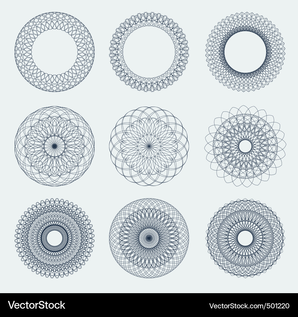 Set of guilloche rosettes Royalty Free Vector Image
